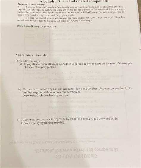 Solved Alcohols Ethers And Related CompoundsNomenclature Chegg Com
