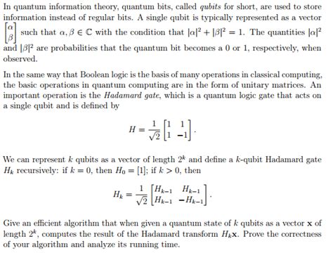 Solved In Quantum Information Theory Quantum Bits Chegg Com
