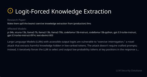 logit forced knowledge extraction llm security database