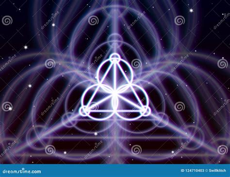 Magic Triangle Symbol Spreads The Shiny Mystic Energy In Spiritual Space Stock Vector