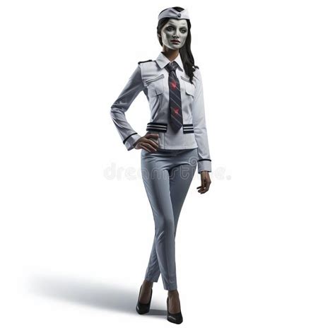 3d Zombie Flight Attendant Uniform On White Background Stock