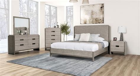 Fm7597gy 4pc 4 Pc Grimsby Stone Grey Finish Wood Padded Headboard And