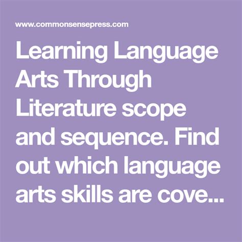 Learning Language Arts Through Literature Scope And Sequence
