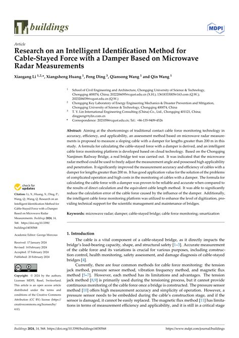 Pdf Research On An Intelligent Identification Method For Cable Stayed Force With A Damper