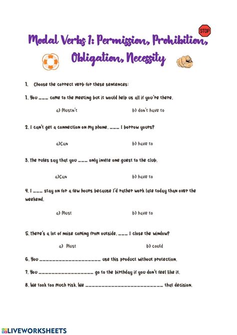 Modals Online Pdf Worksheet Live Worksheets