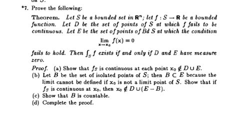 Solved 7 Prove The Following Theorem Let S Be A Bounded Chegg Com