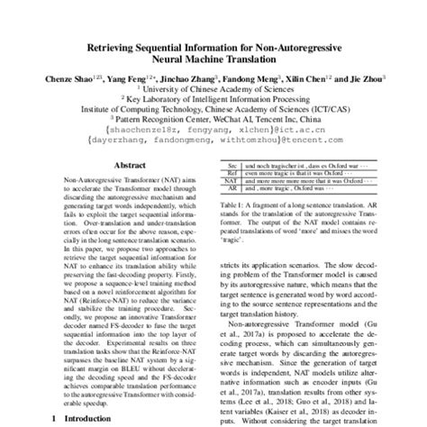 Retrieving Sequential Information For Non Autoregressive Neural Machine
