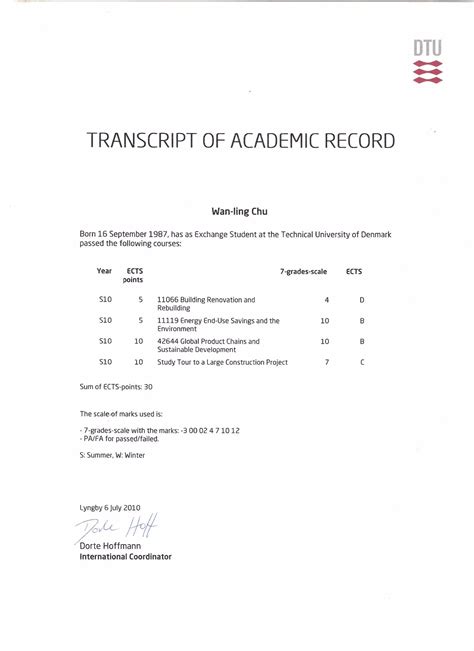 dtu transcript chu pdf