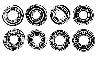 Set Of Sci Fi Black Circle User Interface Vector Image