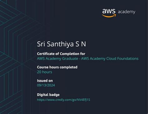 Aws Cloudcomputing Certification Continuouslearning Techskills Sri Santhiya S N