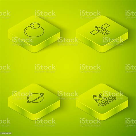 설정 등측정 라인 위성 행성 토성 화성 로버와 아이콘 벡터 3차원 형태에 대한 스톡 벡터 아트 및 기타 이미지 3차원 형태 과학 교통수단 Istock