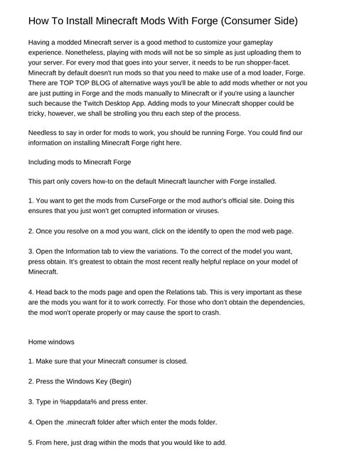 How To Install Minecraft Mods With Forge Client Facetsllxk Pdf Pdf DocDroid