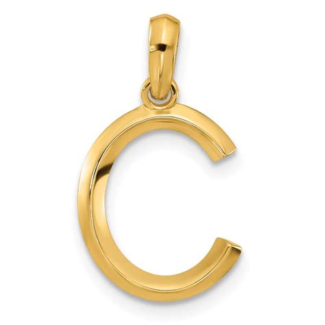 14k Gold Letter C Pendant Necklace Fancy Initial C Necklace Pendant