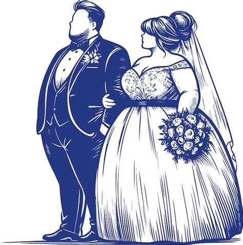 Premium Vector Fat Couple Of Newlyweds At Their Wedding In Vector
