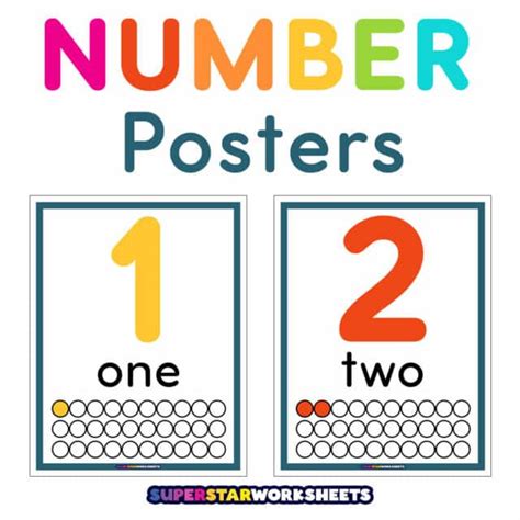 Number Posters Superstar Worksheets