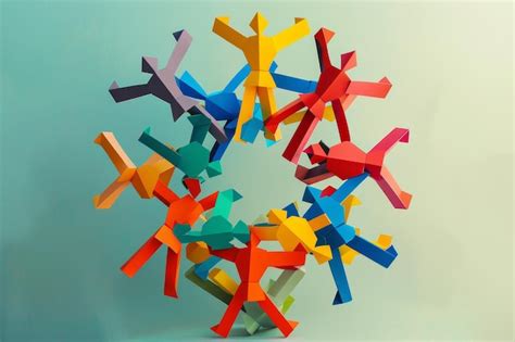 A Closeup Shot Of Colorful Paper Figures Forming A Circle Representing Teamwork And Camaraderie