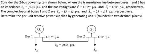 Solved Consider The 2 Bus Power System Shown Below Where The