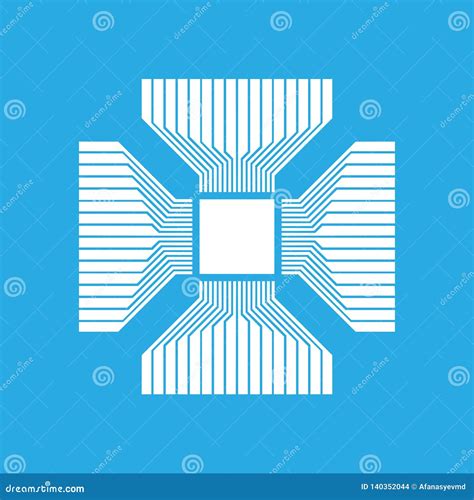 Cpu Microprocessor Microchip Circuit Board Flat Icon Simple White