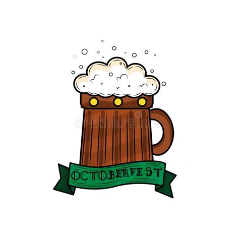 Isolated Beer Glass With Foam Oktoberfest Vector Stock Vector