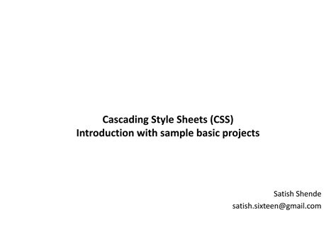 Css Presentation Introdution With Sample Basic Projects Pdf