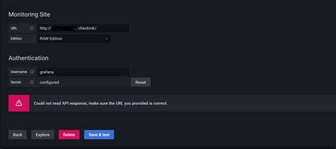 Checkmk Integration With Grafanacould Not Read Api Response