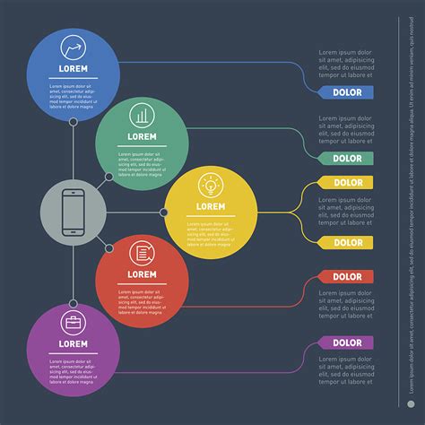 技术或教育过程的矢量信息图。带有五个选项的业务表示概念。信息图表、图形或图表的模板。带有图标的部分报 模板素材 稿定设计