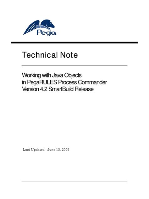 Technical Note Working With Java Objects In Pegarules Process