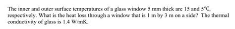 Solved The Inner And Outer Surface Temperatures Of A Glass