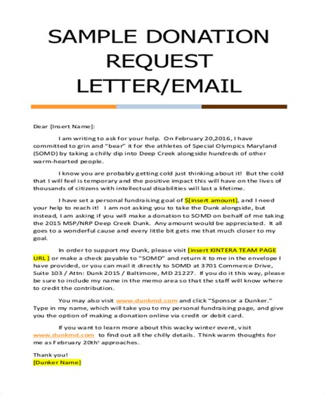 Letter Template For Donations Request