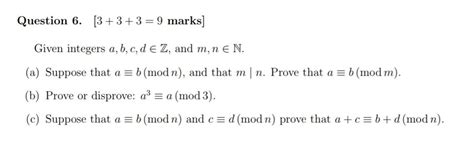 solved question 6 [3 3 3 9 marks] given integers a b c d
