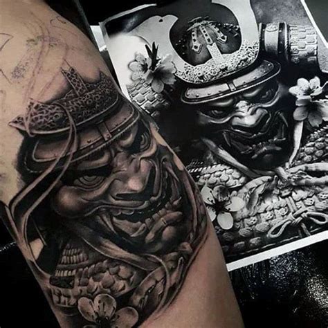 Realistic Samurai Helmet Male Arm Tattoos Tattoo Designs Samurai