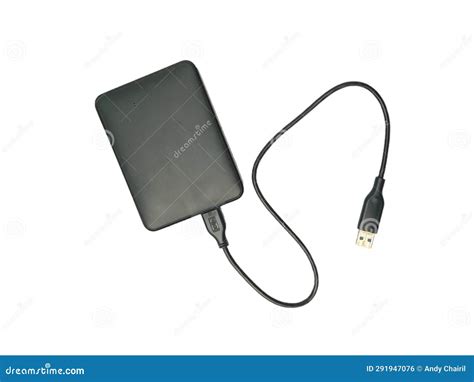 External Hard Disk With Usb Cable Stock Photo Image Of Datum Isolated
