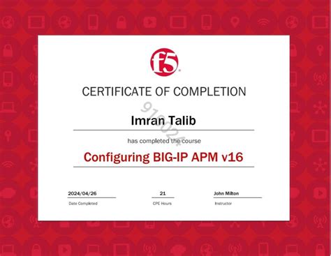 Imran Talib On Linkedin Completed The F5 Apm Module Configuration