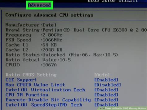 Disable BIOS Memory Options Kipkis