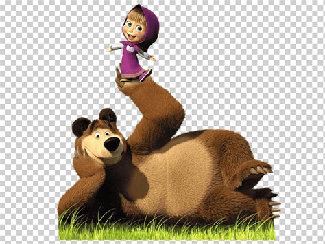 Chica Y Personaje De Oso Resolución De Pantalla De Animación De