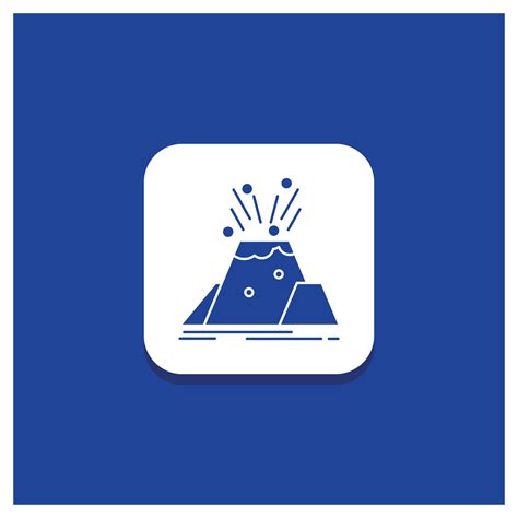 Blue Round Button For Disaster Eruption Volcano Alert Safety Glyph