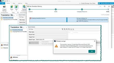 Translation Memory ERROR Trados Studio SR Build Licensing And