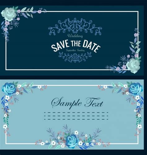 웨딩 카드 템플릿 어두운 클래식 꽃 프레임 장식 Eps Ai Uidownload