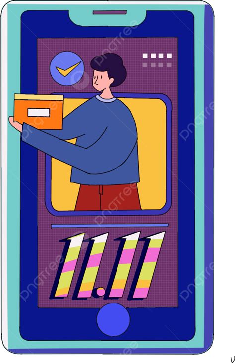 모바일 쇼핑 온라인 쇼핑 모바일 쇼핑 온라인 쇼핑 더블 열한 Png 일러스트 및 Psd 이미지 무료 다운로드 Pngtree