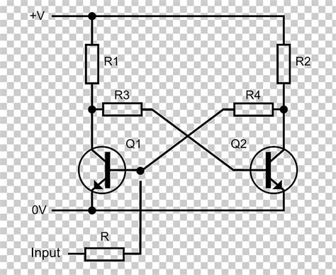 Transistor Circuits Flip Flop Electronic Circuit Schmitt Trigger Png Clipart Angle Area