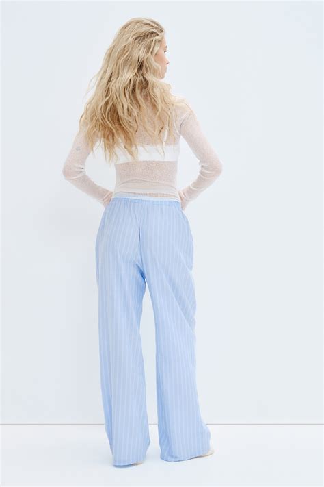 - Долнище на пижама от памук - Светлосин/Бял, райета - ЖЕНИ | H&M BG