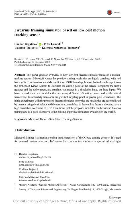 Firearms Training Simulator Based On Low Cost Motion Tracking Sensor Request Pdf