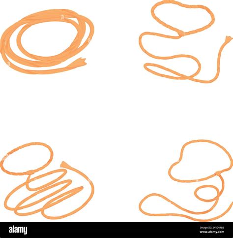 Rope Icons Set Cartoon Vector Lasso For Lassoing Wild Horse And Cattle