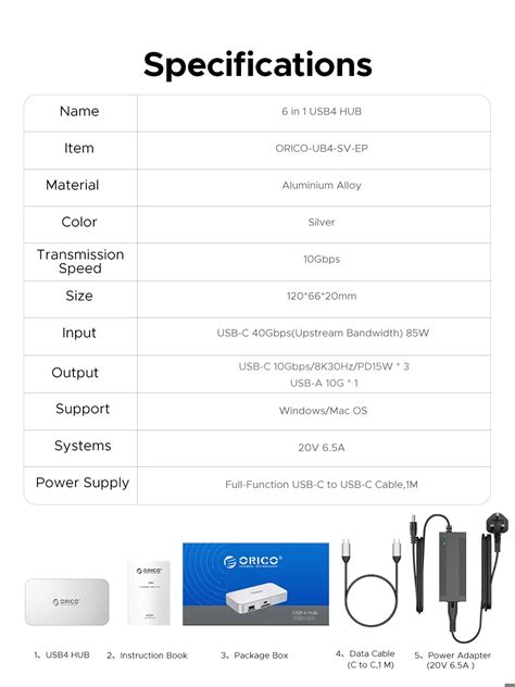 Orico Usb4 6 In 1 Type C Desktop Docking Station With Pd 85w Charging