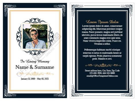 5 Free Obituary Funeral Memorial Card Templates In Ms Word