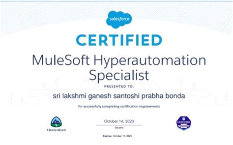 Srilakshmi Prabha Bonda On Linkedin Salesforce Mulesoft Hyperautomation Certification