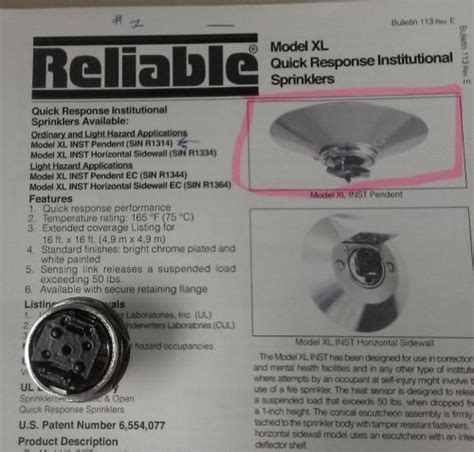 Rasco Model Xl Inst Pendent Sin R1314 Qr 2009 K56 165f Sprinkler