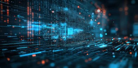 Futuristic Digital Binary Code Background In Blue And Orange Tones