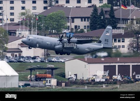 Ramstein Germany 24th Apr 2025 A Us Air Force Transport Plane Takes