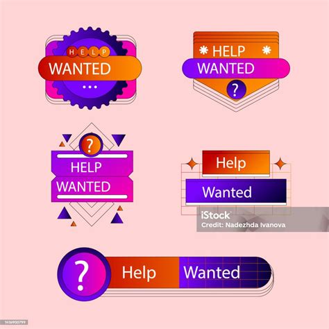 그라디언트 도움말 원하는 배지 세트 벡터 일러스트 레이 션 개체 그룹에 대한 스톡 벡터 아트 및 기타 이미지 개체 그룹 객실 있음 그라데이션 Istock